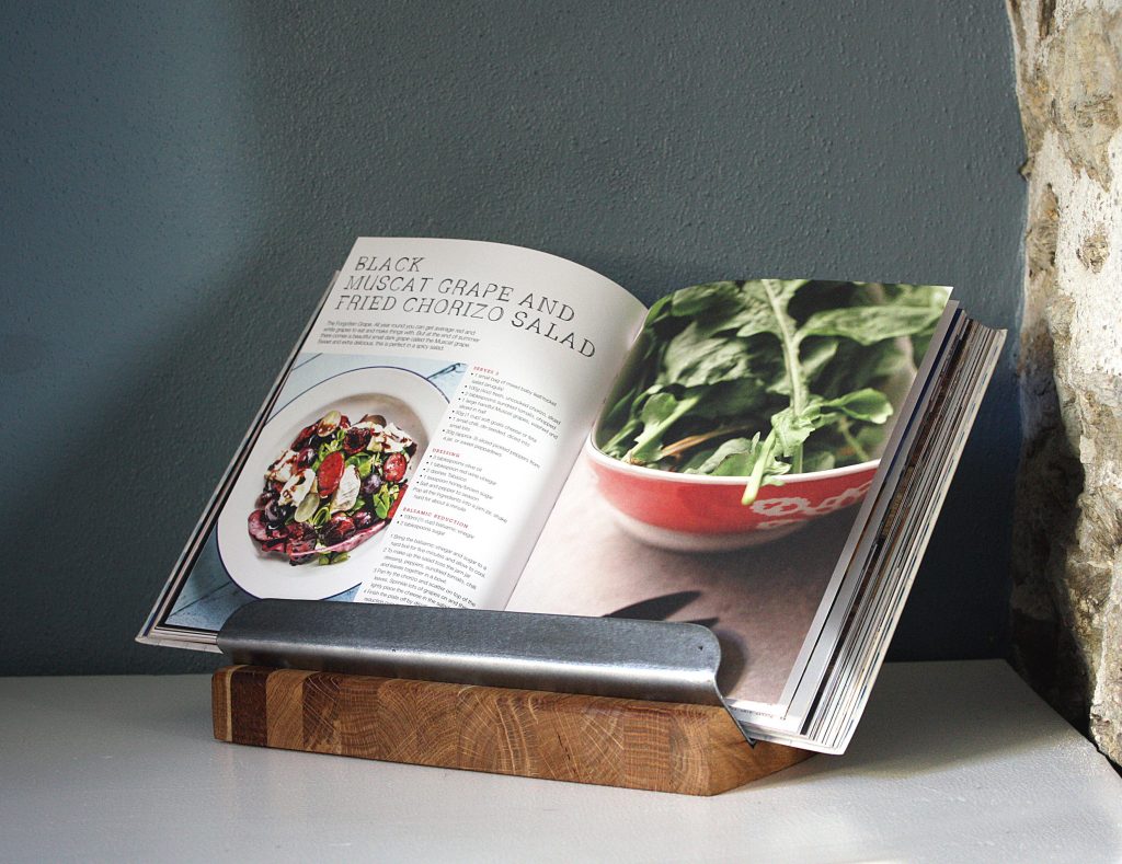 Oak and Steel Recipe Stand for Cookbooks | Oak Homeware Cookbook Stands ...